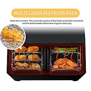 Air Fryer Rack Compatible with Ninja Dual Air Fryer, Food Safe Stainless Steel Multi-Layer Dehydrator Rack Toast Rack Accessories Compatible with Ninja DZ201 DualZone Air Fryer