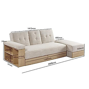 YUNLife&Home Multi-Functional Futon Sofa Loveseat Convertible Sleeper Couch Bed Daybed with 2 Cup Holders, Drawers and Storage Box Can Be Used As Tea Table and Pedal for Living Room Small Space