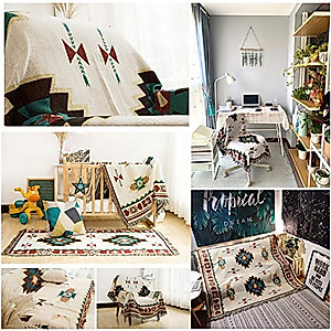 Shigen Art Native American Throw Blanket Weighted Reversible Design with Tassel Fringes for Farmhouse Decor Cotton and Microfiber Blend Perfect for Chair Sofa Living Room Bedroom Gift Wrapping