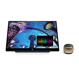 HP E14 FHD (1920x1080) Portable Monitor Travel Bundle with USB Type-C and Micro Bluetooth Speaker with Professional Sound, Built-in Microphone and Remote Shutter for Selfies
