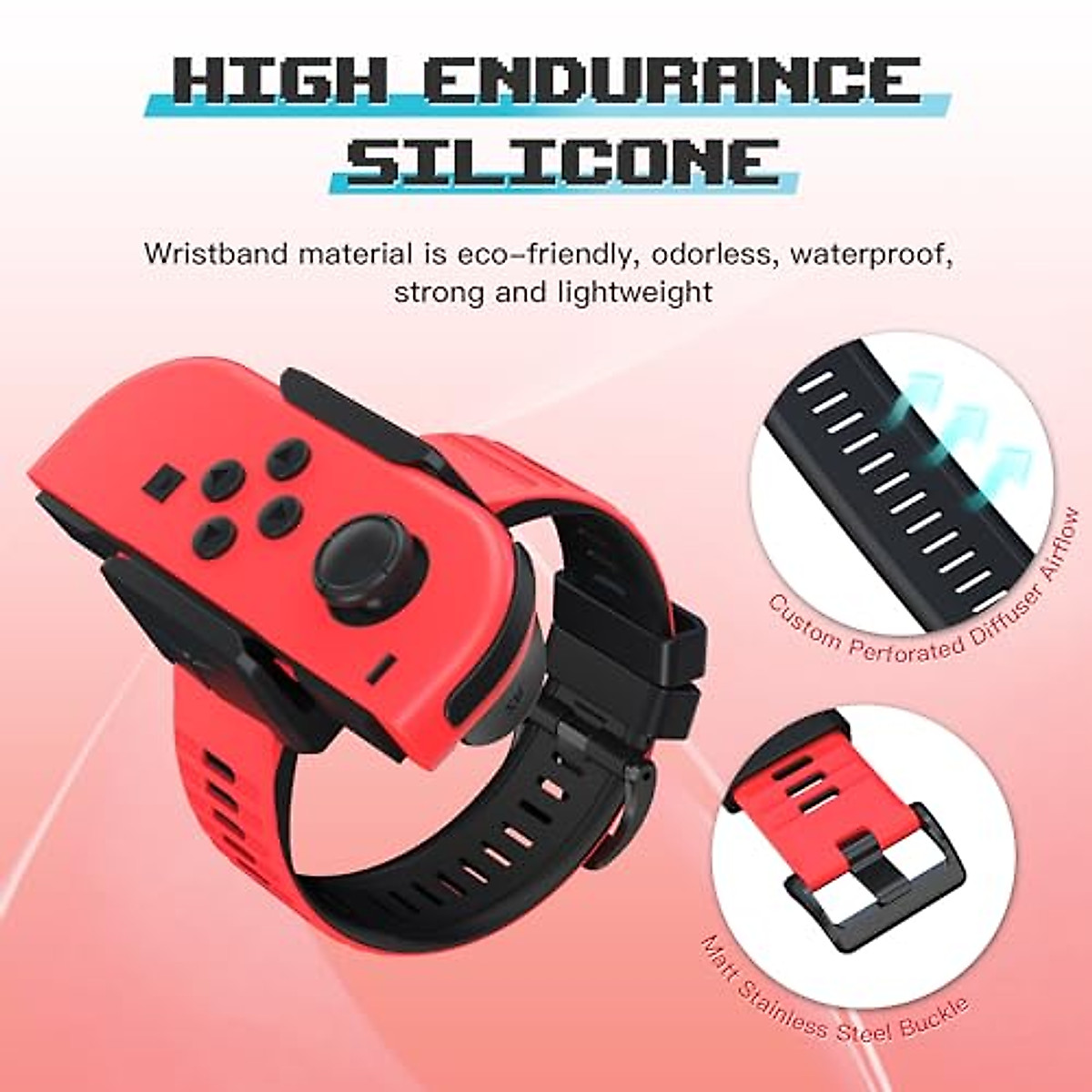 Narati Wrist Bands for Just Dance 2025 2024 2023 2022 2021 Switch, Adjustable Size Silicone Wrist Straps Compatible with Joy Cons & Switch OLED Model, 2 Pack for Adults and Children