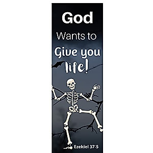 100 Count Bulk Pack Skeleton Halloween Alternative Bookmarks, Christian Handouts, Bible Verse, Scripture, Trunk or Treat Ideas, Fall Festival, Gospel Tracts