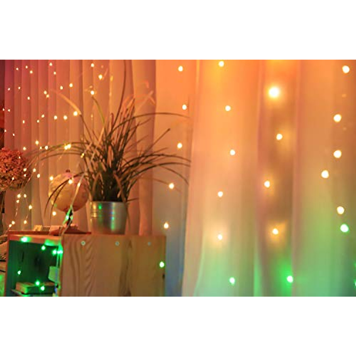 A-POWER 300 LED Curtain Lights USB Window Fairy Lights Decoration Remote Controlled LED String Lights (Rainbow)