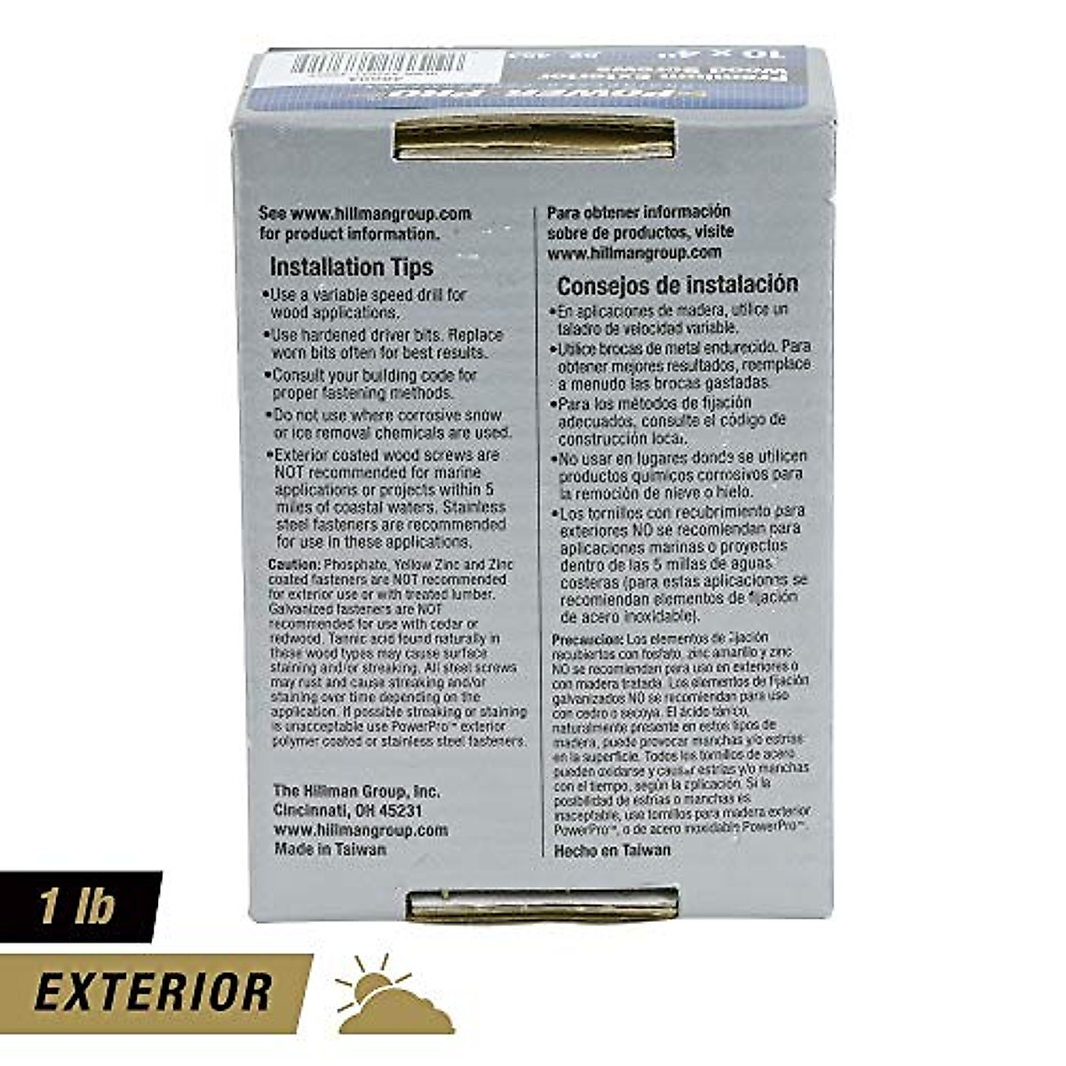 Power Pro 48604 Wood Screws, #10 x 4", Premium Outdoor Deck Screws, Rust Resistant, Epoxy Coated Bronze, 1lb Box, 52 pcs