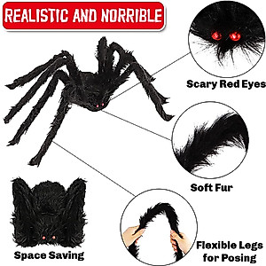 Halloween Decorations 276" Halloween Spider Web + 59" Giant Halloween Hairy Spider with Triangle Huge Spider Web for Indoor Outdoor Halloween Decoration Yard Lawn Home Party Haunted House Decor