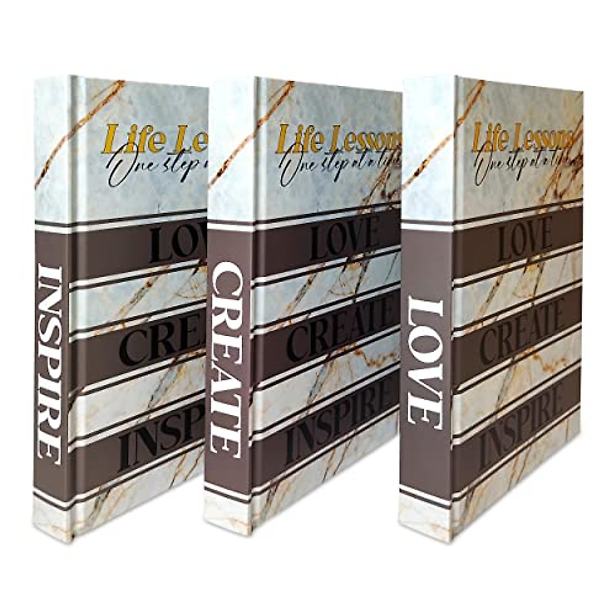 ZOKAEL Decorative Book Decor - Set Includes 3 Hard Cover Books with Love Create Inspire Quote, Decorated with Twine and Beads and A Faux Leaf. A Great Gift Idea