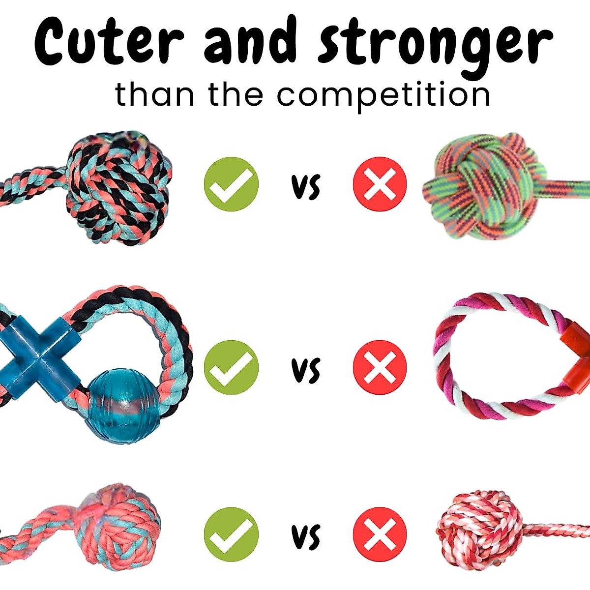 Otterly Pets 9-Pack Durable Dog Rope Toys for Aggressive Chewers – 100% Cotton, Machine Washable Tug of War and Fetch Toys for Small to Medium Dogs and Puppies
