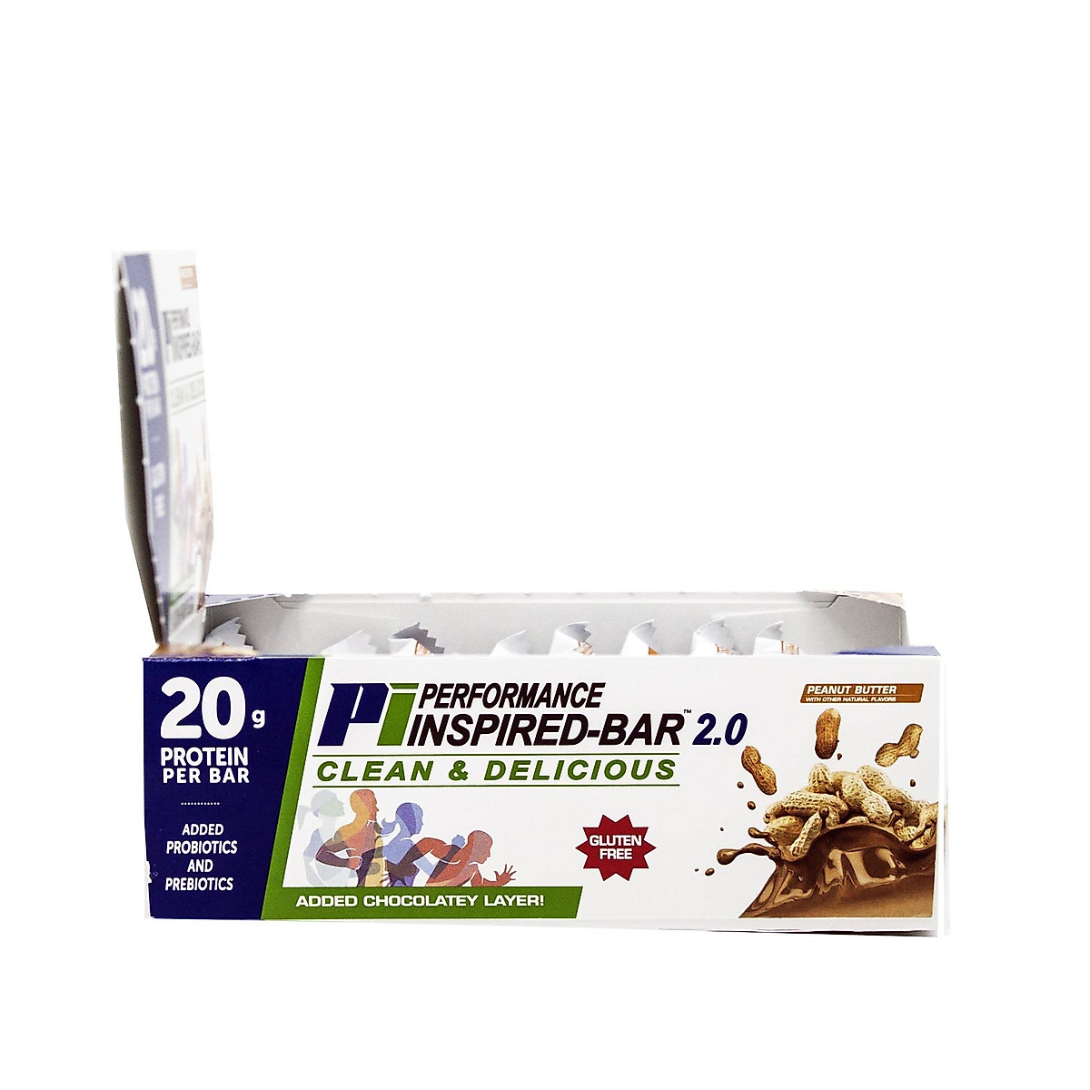 Performance Inspired Nutrition Protein Bar 2.0 – 20G Protein, 6G Fiber, 4G MCTs, 1 Billion CFU Probiotics – Gluten-Free – Peanut Butter Flavor – 12 Count