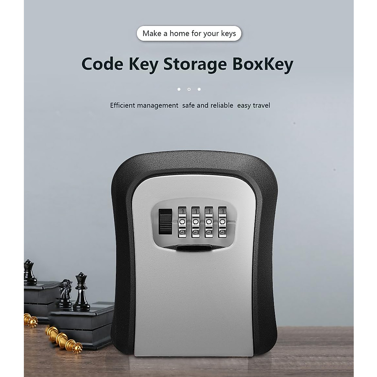 Vuirrm Lock Boxes,Key Lock Box for Outside,Large-Capacity 4-Digit Combination is Suitable for Home Garage Storage of Keys and Small Items,Red