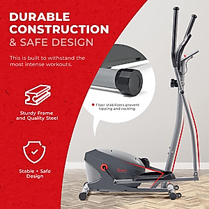 Sunny Health & Fitness Performance Compact Elliptical Machine with 8-Level Adjustable Resistance, Pulse Sensor & Exclusive SunnyFit App Enhanced Bluetooth Connectivity - SF-E320033