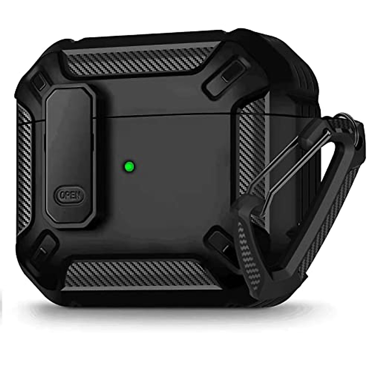OETKER Compatible AirPods 3 Case Cover, Secure Lock Clip Full-Body Rugged Airpods 3rd Generation Shockproof Case Hard Shell for Men Women with Keychain for Airpod Gen 3 Charging Case 2021,Black