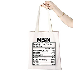 WCGXKO MSN Gift Master of Science in Nursing Gift MSN Nutrition Facts Nurse Tote Bag Medical School Graduation Gift (MSN tote)