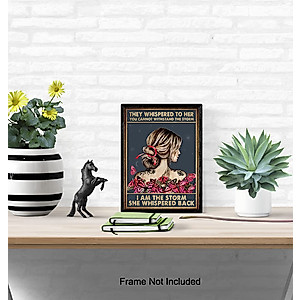 Inspirational Wall Art & Decor -LARGE 11x14- They Whispered to Her You Cannot Withstand The Storm Decor - She Whispered Back I Am The Storm - Boho Art - Positive Quotes - Encouragement Gifts for Women