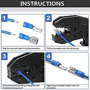Wire Terminals Crimping Tool, Qibaok Insulated Ratcheting Terminals Crimper Kit of AWG22-10 with 800PCS Insulated Butt Bullet Spade Fork Ring Crimp Terminals Connectors