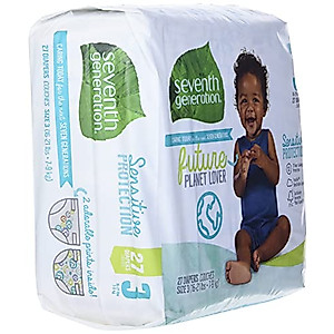 Seventh Generation Baby Diapers, Sensitive Protection, Size 3, 27 Count