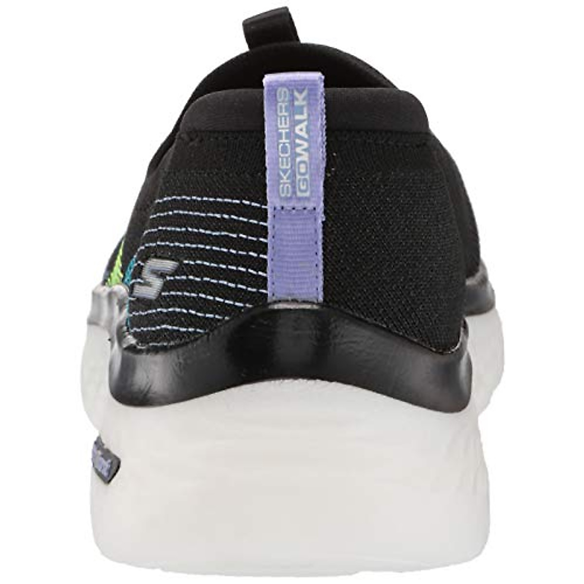 Skechers Women's GO Walk Hyper Burst Knit Slip ON Sneaker, Black/Multi, 7.5