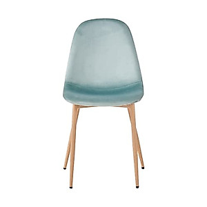 Symylife Dining Chairs Set of 4 with Velvet Cushion Seat, Mid Century Dining Room Kitchen Side Chair, Metal Legs, Green