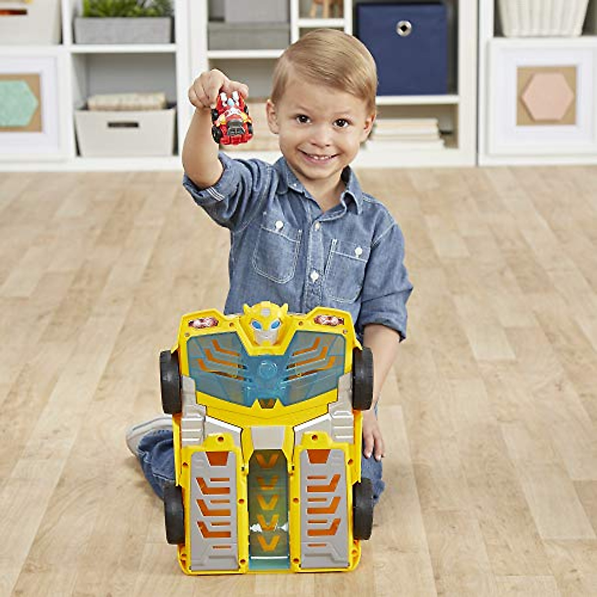 Playskool Heroes Transformers Rescue Bots Academy Bumblebee Track Tower 14" Playset, 2-in-1 Converting Robot, Collectible Toys for Kids Ages 3 & Up