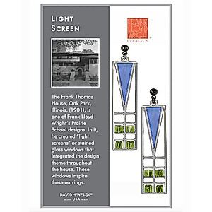 Frank Lloyd Wright Light Screen Blue Enamel Earrings