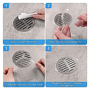 YUELER 10pcs Disposables Shower Drain Hair Catcher Stickers for Floor Drain Bathtub Bathroom Kitchen Filter Screen Stopper