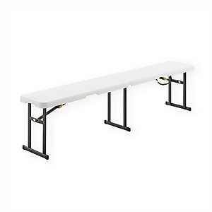 Lifetime 80305 Portable Folding Bench, White & Living and More 6 Foot Fold-in-Half Bench with Carrying Handle, Easy Folding and Transport, Indoor/Outdoor Use, Sturdy Steel Frame, White