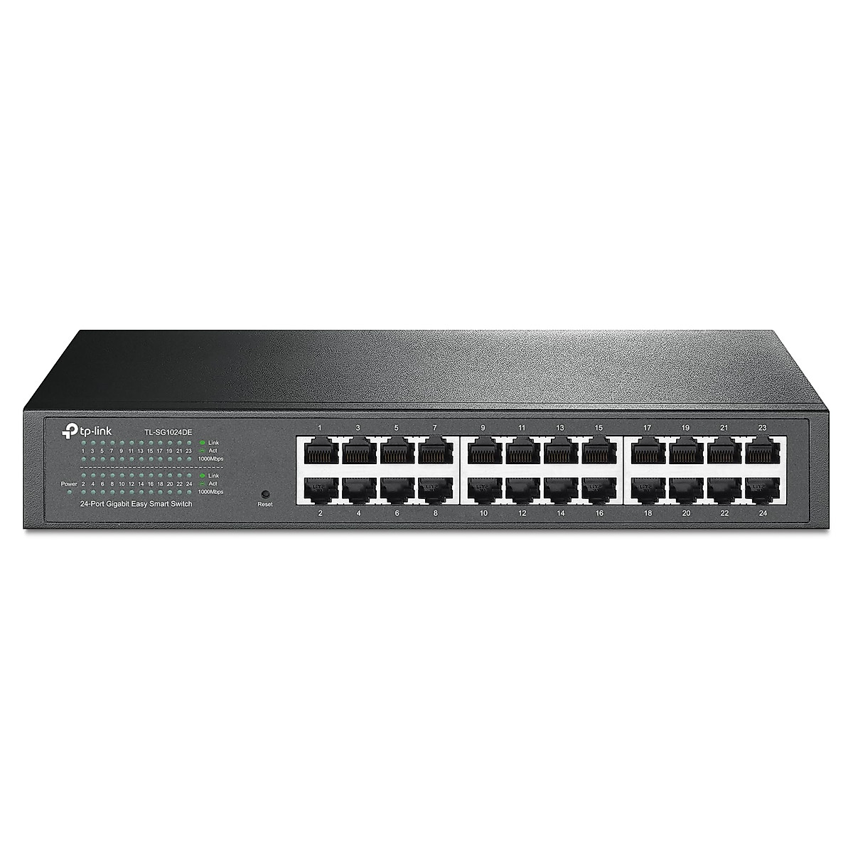 TP-Link 24 Port Gigabit Switch Easy Smart Managed Plug & Play Desktop/Rackmount Sturdy Metal w/ Shielded Ports Support QoS, Vlan, IGMP & LAG (TL-SG1024DE),Black