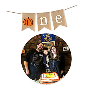 ibasenice 3pcs Kids First Birthday Bunting First Birthday Hanging Garland Halloween Theme Banner Burlap Banner Rings Baby Pumpkin