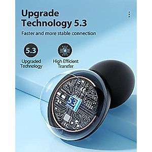 KOVON Wireless Earbuds Upgraded 5.3 Headphones with LED Power Display Charging Case IPX7 Waterproof Ear Buds in-Ear Earphones with Microphones for Android Gaming PC Computer Laptop TV Sport Music