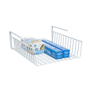 Organize It All Under Shelf Hanging Basket White Wire Rack | Dimensions : 13.5 x 12.5 x 5.13 inches | Great for Kitchen | Kitchen Storage | White