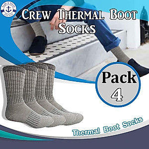 Yacht & Smith 4 Pairs Merino Wool Thermal Boot Socks for Hiking, Trail, Hunting, Winter