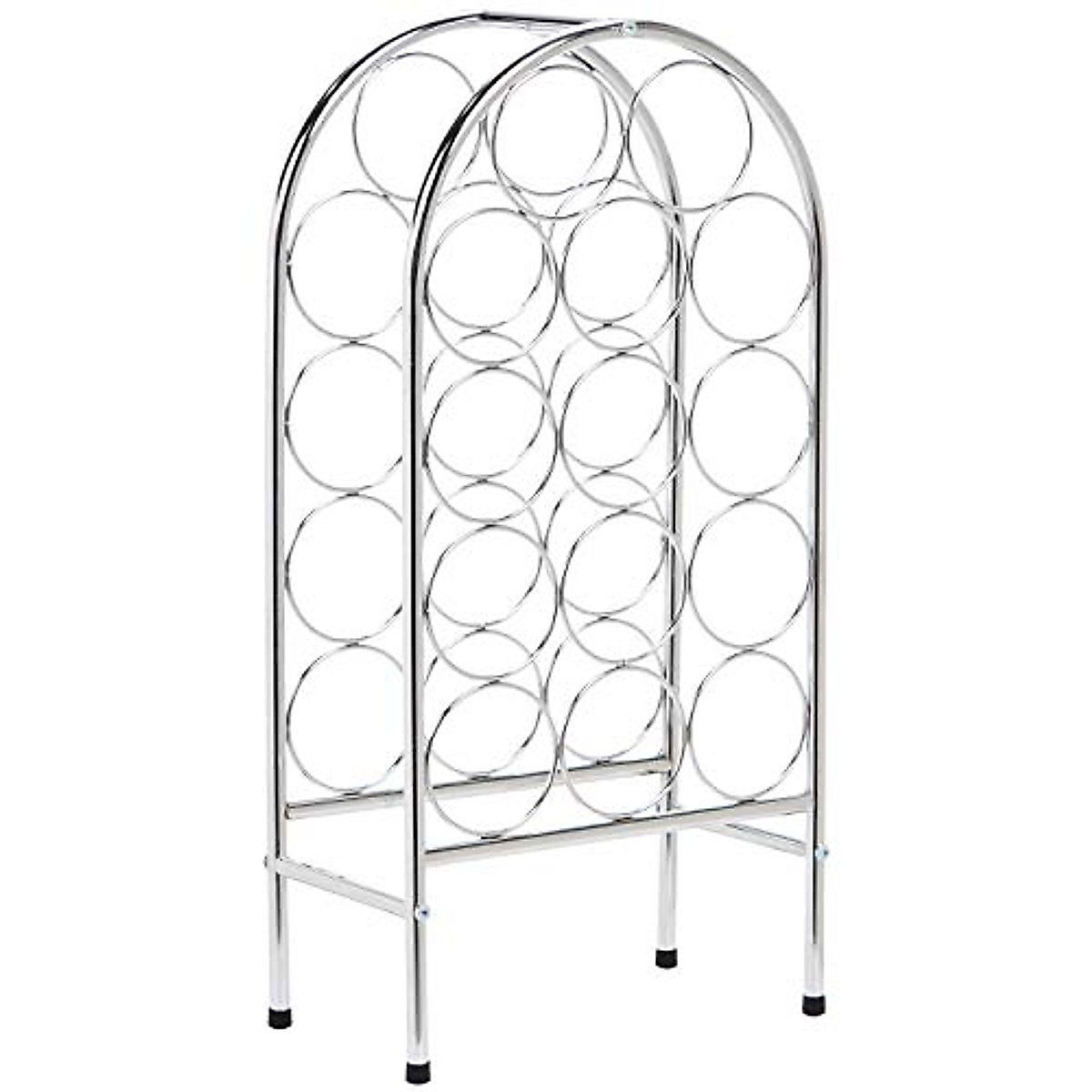 Amazon Basics Curved Metal 14-Bottle Standing Wine Holder Rack, Chrome