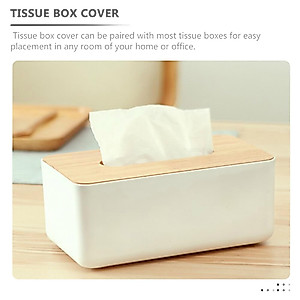 Alipis Bamboo Tissue Box Cover Holder Facial Tissue Dispenser Box Rectangle Paper Tissue Napkin Holder for Bathroom Kitchen Home Countertop
