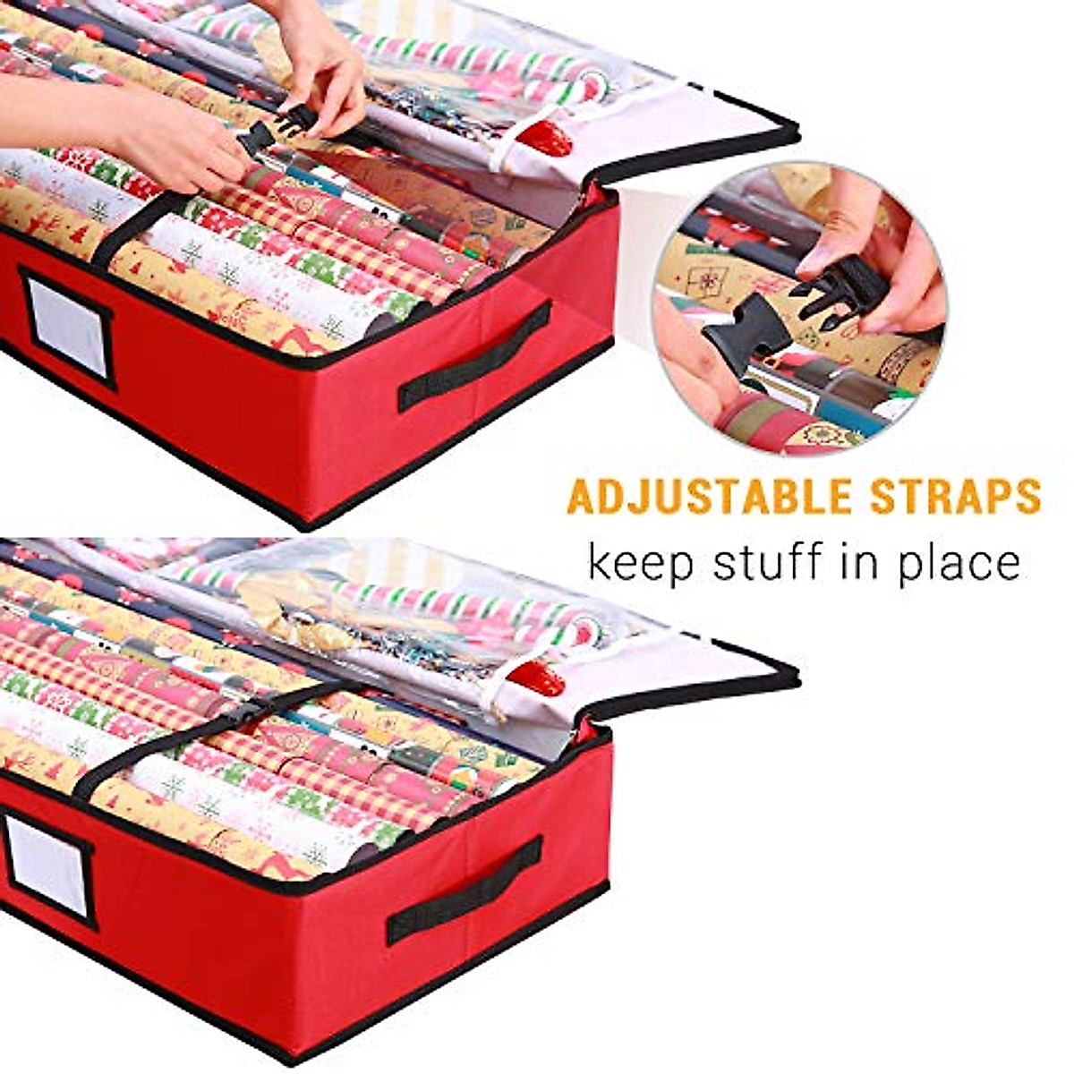 Ohuhu Wrapping Paper Storage Containers, Gift Wrap Organizer, Wrapping Paper Holder, 600D Oxford Cloth Tear-Resistant and Waterproof, 40.5'' Fits 18-24 Standers Rolls (red)