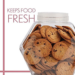 2 Gallon Hexagon Canister Container Jar Bucket With Lid, Large Clear Penny Jar Container For Cookies, Snacks, Dog Treats, Craft and Sewing Supplies, Ribbon, Laundry Pod