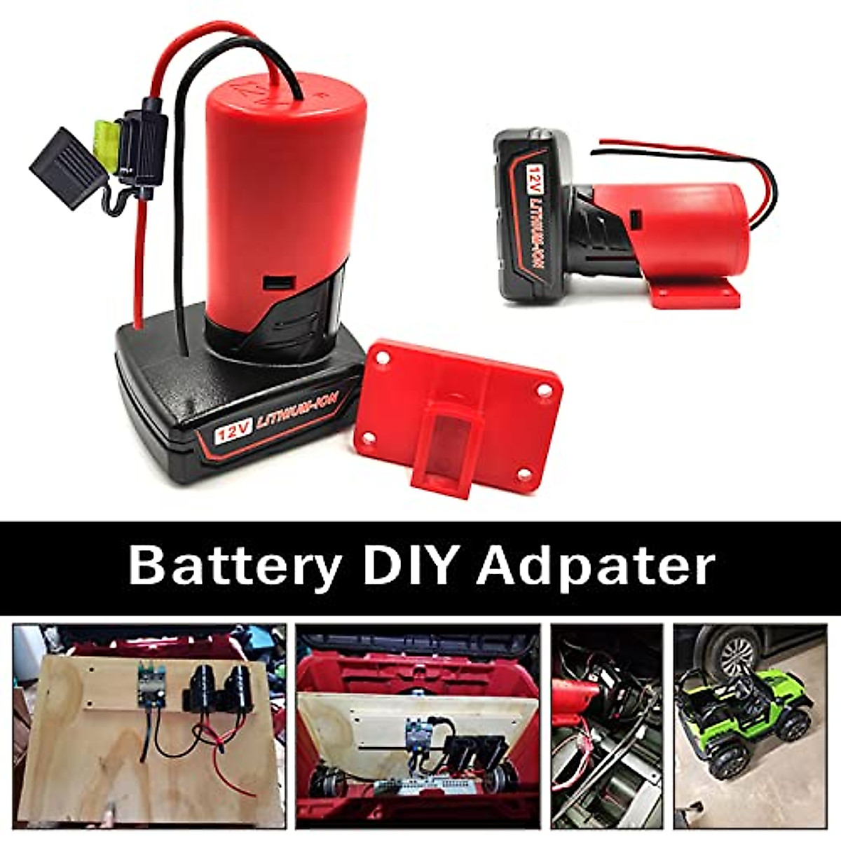 M12 Adapter with Fuse Battery Adapter for Milwaukee 12V M12 Battery Dock M12 Adapter Dock Power M12 Adapter 12V M12 Dock Power Connector 12 Gauge Robotic,Not Included Battery