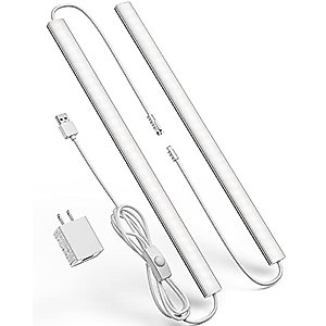 Vovamo Plug-in Under Cabinet Lighting, Dimmable Under Counter Lights for Kitchen, 2pcs 12 Inch, Cold White 6000K Linkable USB Led Closet Light, Wired Indoor Night Lights Bar for Desk, Sink,Workbench