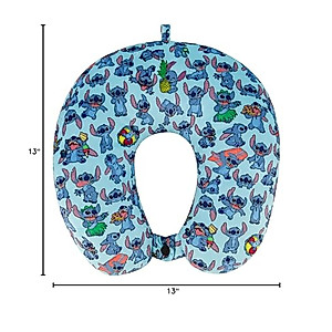 FUL Disney Stitch Kids Travel Neck Pillow for Airplane, Car and Office Comfortable and Breathable, Blue
