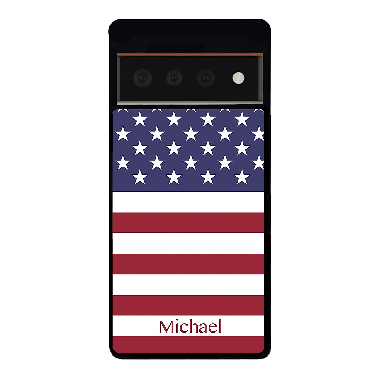 American Flag Stars and Stripes Personalized Black Rubber Phone Case Compatible With Google Pixel 8 Pro, 8a, 8, 7a, 7, Pixel 7 Pro, 6a, Pixel 6 Pro, 6, 5, 4a 5G, 4a 4G, 4, 4 XL, 3a, 3a XL, 3