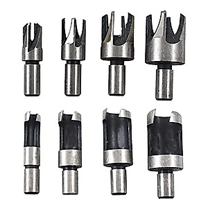 Wood Plug Cutter Carbon Steel Straight and Taper Claw Drill Bit Set 8Pcs Fit for Woodworking Hole Saw Cutting 6mm 10mm 13mm 16mm
