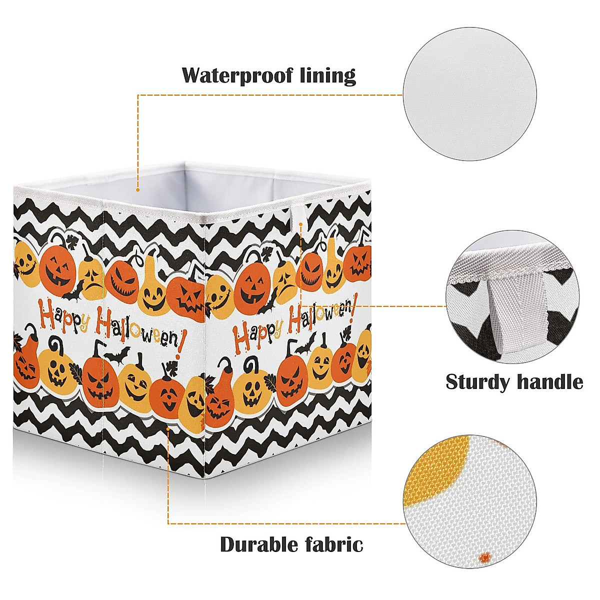 Halloween Pumpkins Cheerful Storage Basket Storage Bin Rectangular Collapsible Storage Box Toy Storage Box Organizer for Childrens Toys Playroom