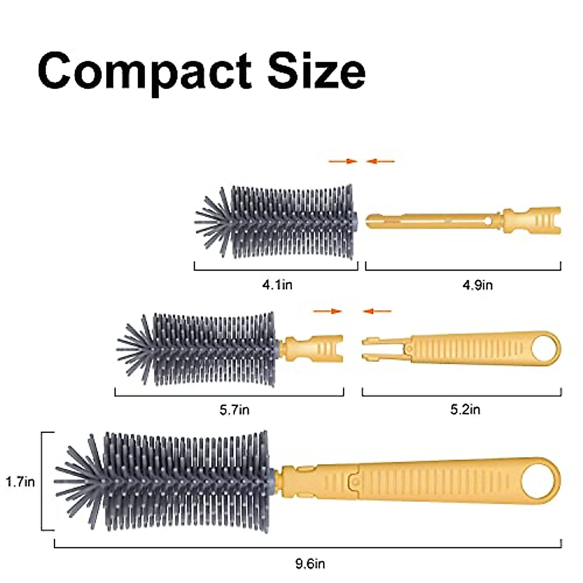 ZhenNian Silicone Baby Bottle Brush,Bottle Cleaner Brush, Long Water Bottle Brushes forBaby Bottle, Glass Water Bottles,Soprt Bottle,Cup,Removable Handle Cleaning Brush Perfect for Travel,Home…