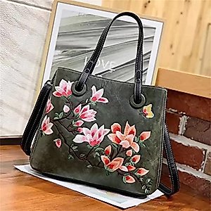 ZLXDP Chinese Style Embroidered Handbag Retro Floral Shoulder Bag Large Capacity Women's Casual Tote Bag (Color : C, Size