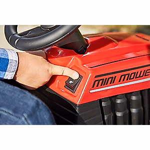 Huffy Kids Electric 12V Ride On Mini Mower Bubble Tractor, Red