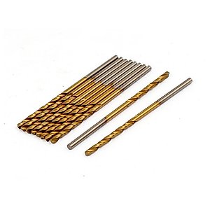 uxcell 44mm Long 1.6mm Cutting Dia Straight Shank Ti Coated HSS Twist Drill Bit 10pcs