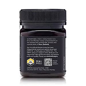 Kiva Manuka Honey UMF 15+ | MGO 514+ |100% Pure New Zealand Honey (8.8oz/250g) | UMF and MGO Certified | GMO-Free | Traceable