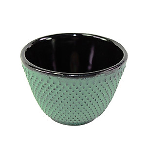 1 Black Leaf Teacup Saucer + 1 Green Polka Dot Hobnail Japanese Cast Iron Tea Cup Teacup ~ We Pay Your Sales Tax