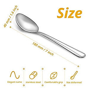 MJIYA Dinner Spoon Silverware Set, Dominion Heavy Duty Spoons, Stainless Steel Salad Spoons Multipurpose Use for Home, Kitchen or Restaurant (L (12PCS)-spoon)
