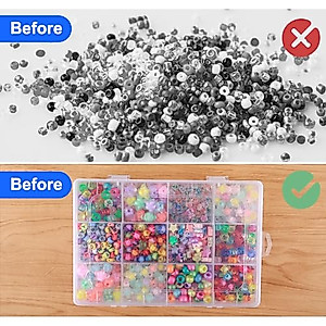 DSLSQD Bead Organizer Box, 1 Pack 12 Grids Plastic Storage Box with 18 Removable Grids Compartments, Small Plastic Jewelry Organizer Box for Beads Jewelry Earring Cosmetics Craft Tackle Pills