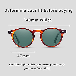 EyeGlow Retro Sunglasses Women Round Small Sunglasses Men Sunglasses for Women Polarized Lens Acetate Material Tortoise Color Green Lens