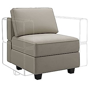 Belffin Modular Sofa Middle Module with Storage Accent Armless Chair for Modular Sectional Sofa Couch Velvet Grey